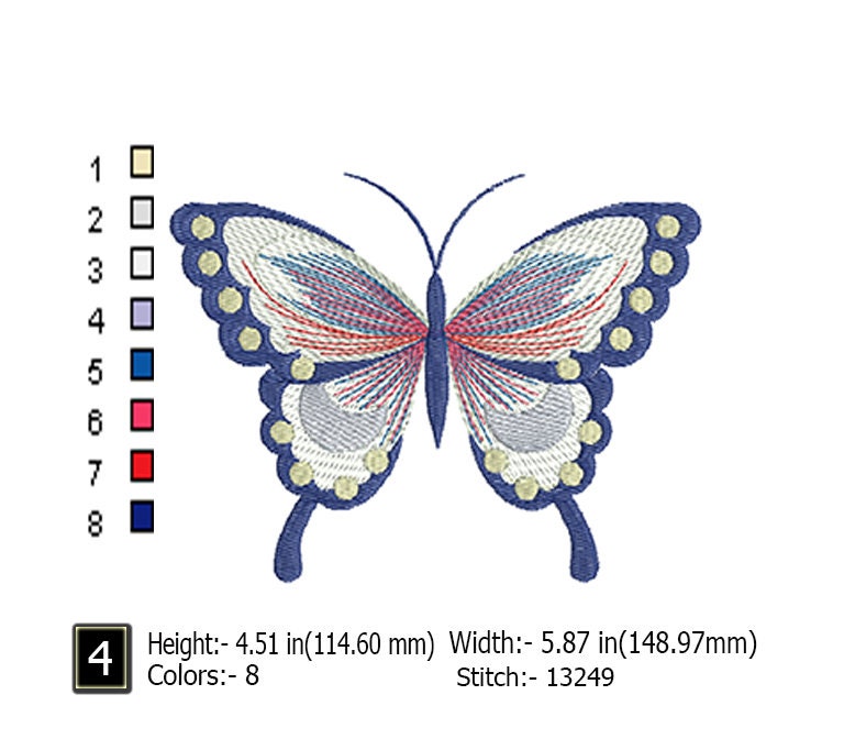 4 Types Butterfly Embroidery Design, Embroidery Designs Butterfly ...