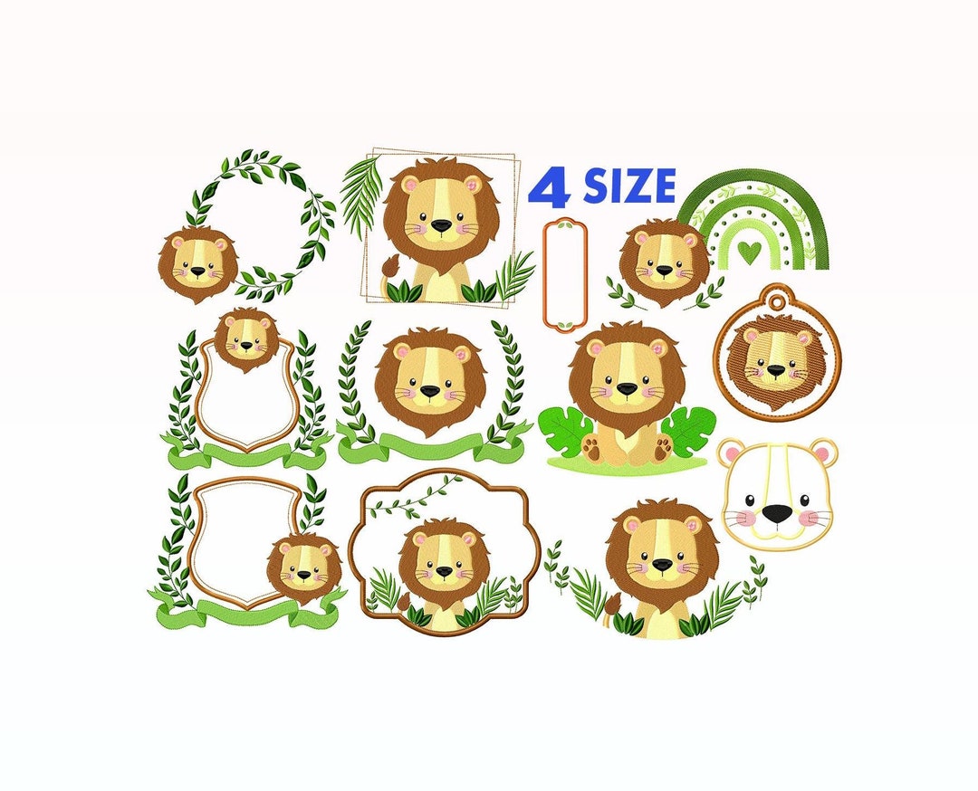 Baby Lion Frame Embroidery Design Bundle - Baby Tiger Monogram ...