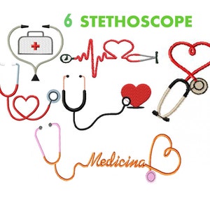 7 Stethoscope Embroidery Design Bundle, Machine Embroidery Designs ...