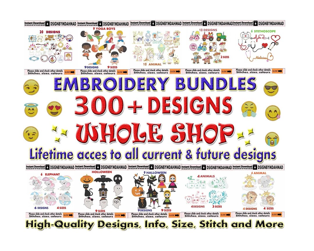 300+ Ultimate Embroidery Design Mega Bundle - Machine Embroidery ...