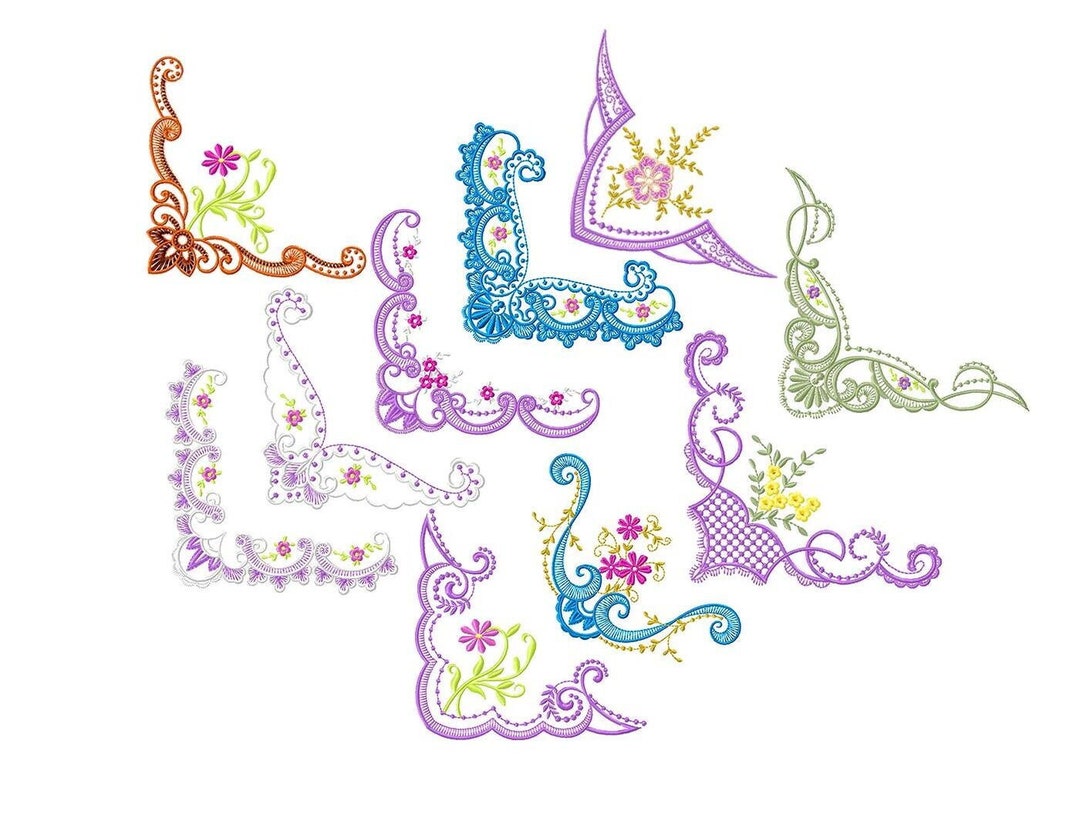 10+ Corner Embellishment Embroidery Design Bundle - Floral Border ...