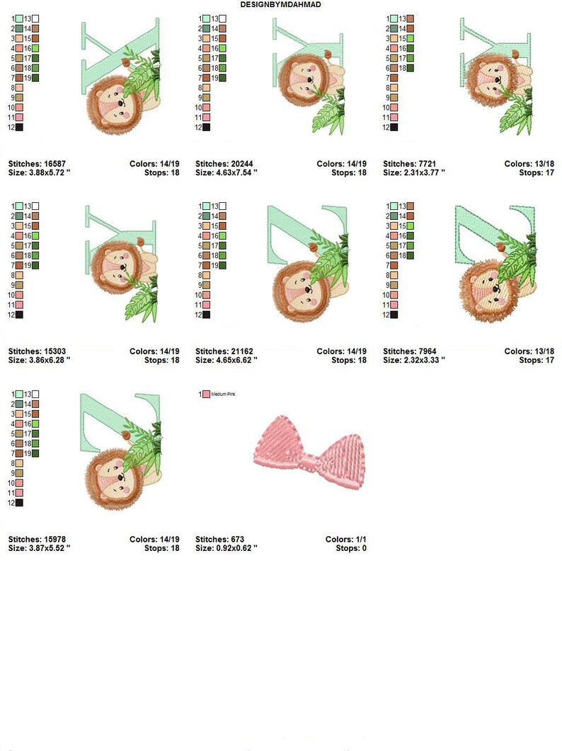 Baby Lion Alphabet Embroidery Design Bundle - Lion Font Embroidery ...