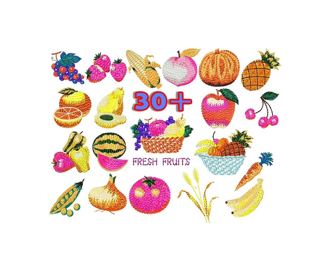 30+ Fruit Embroidery Design Bundle - Vegetable Embroidery Designs ...