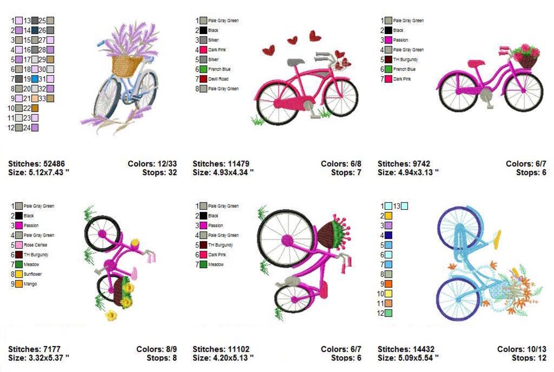 50+ Floral Bike Embroidery Design Bundle - Cycle Embroidery Designs ...