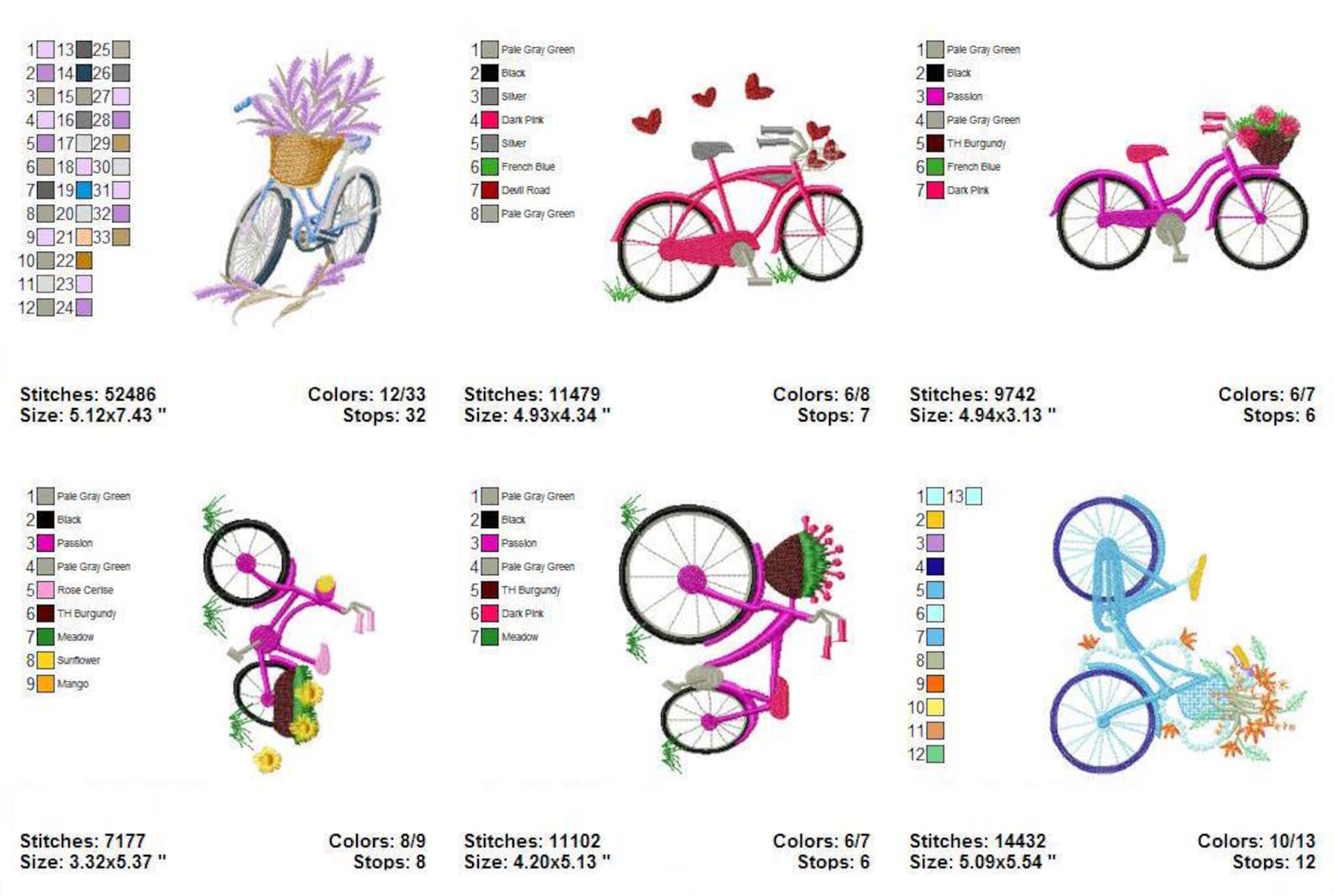 50+ Floral Bike Embroidery Design Bundle - Cycle Embroidery Designs ...