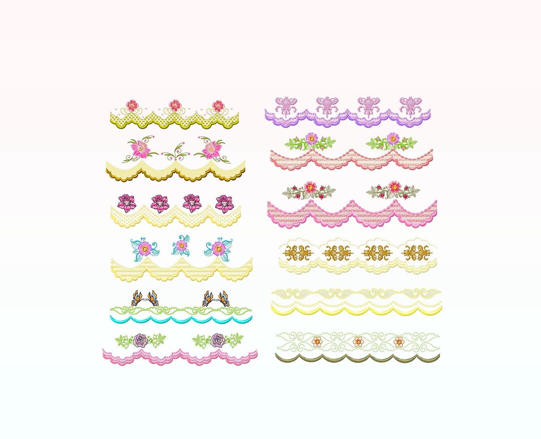Flower Border Monogram Embroidery Design Bundle - Butterfly Border ...
