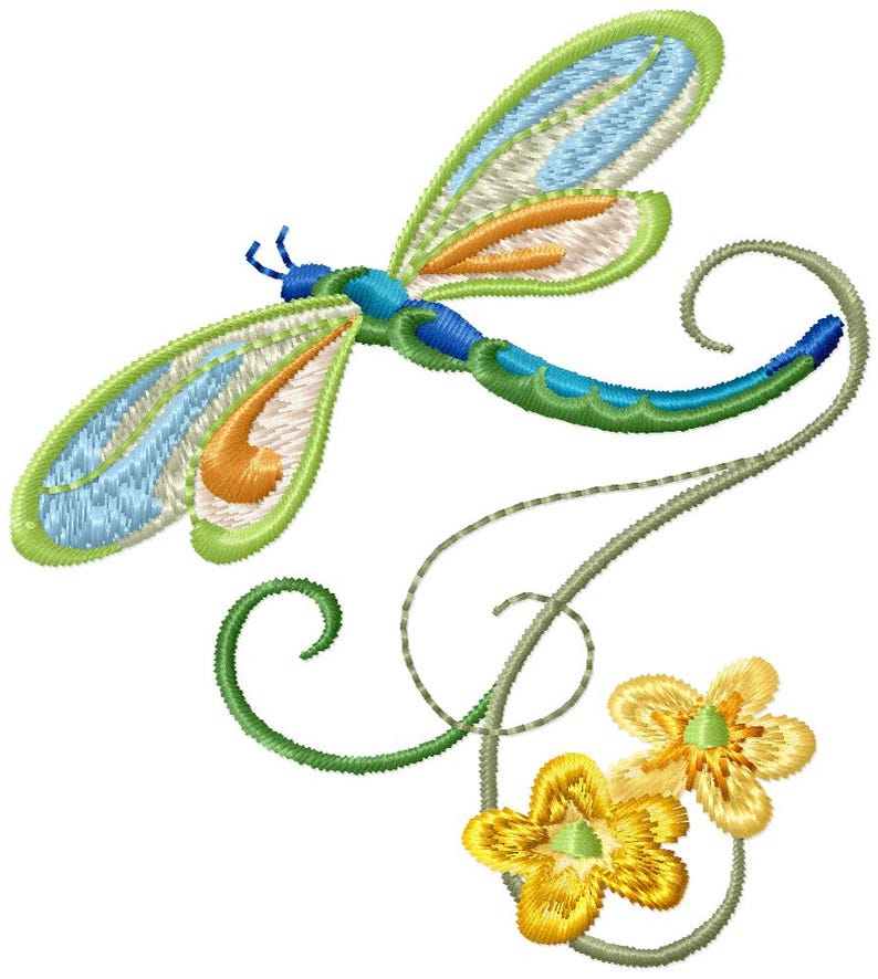 Floral Dragonfly Embroidery Design Bundle - Butterfly Embroidery ...