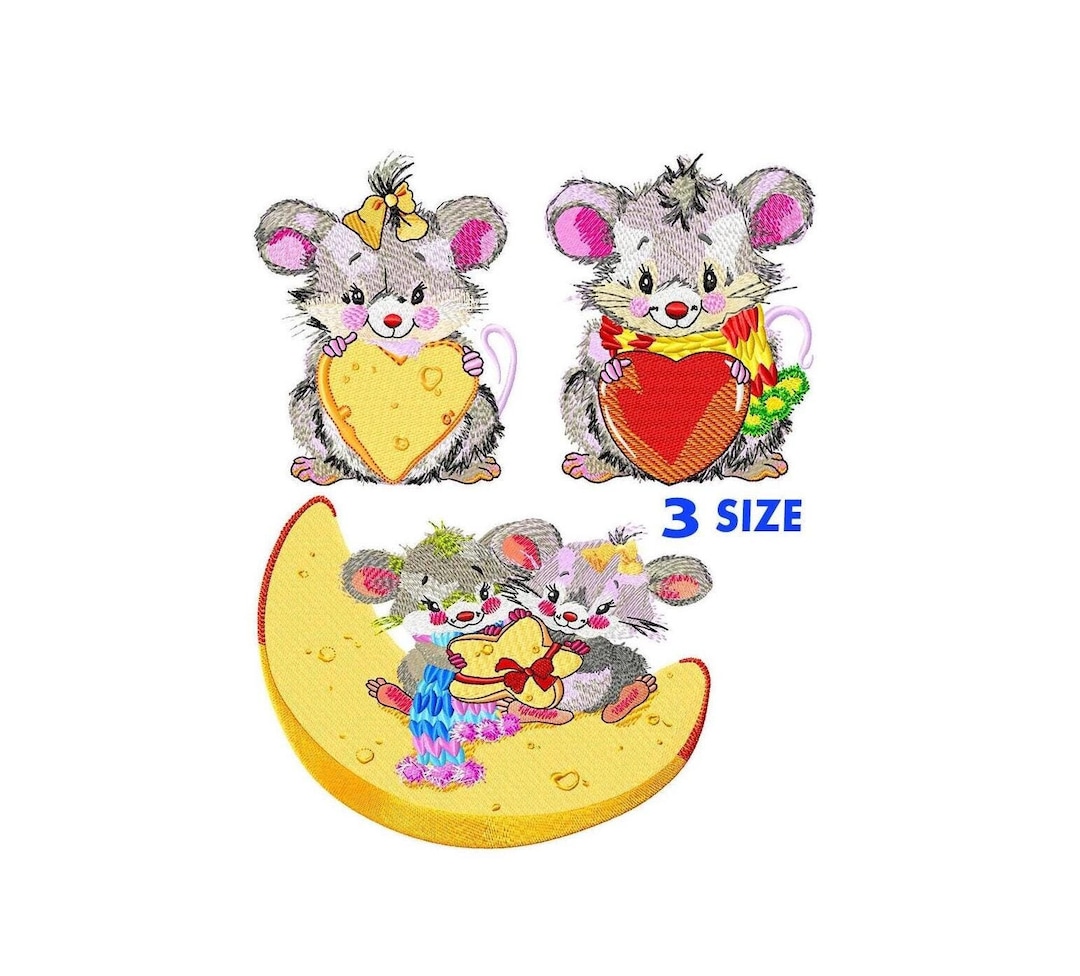 Mouse Embroidery Design Bundle - Baby Animal Embroidery Designs Machine ...