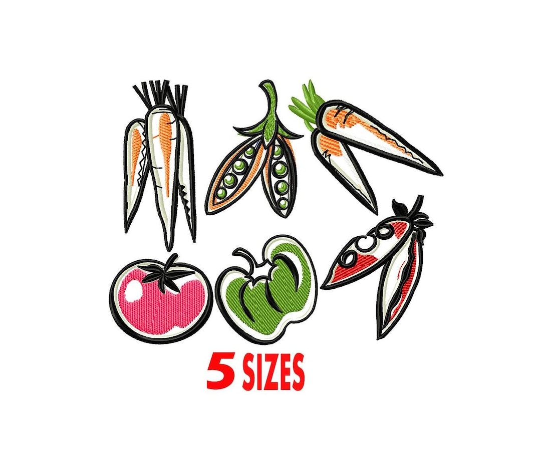 6+ Vegetable Embroidery Design Bundle - Harvest Vegetables Embroidery ...