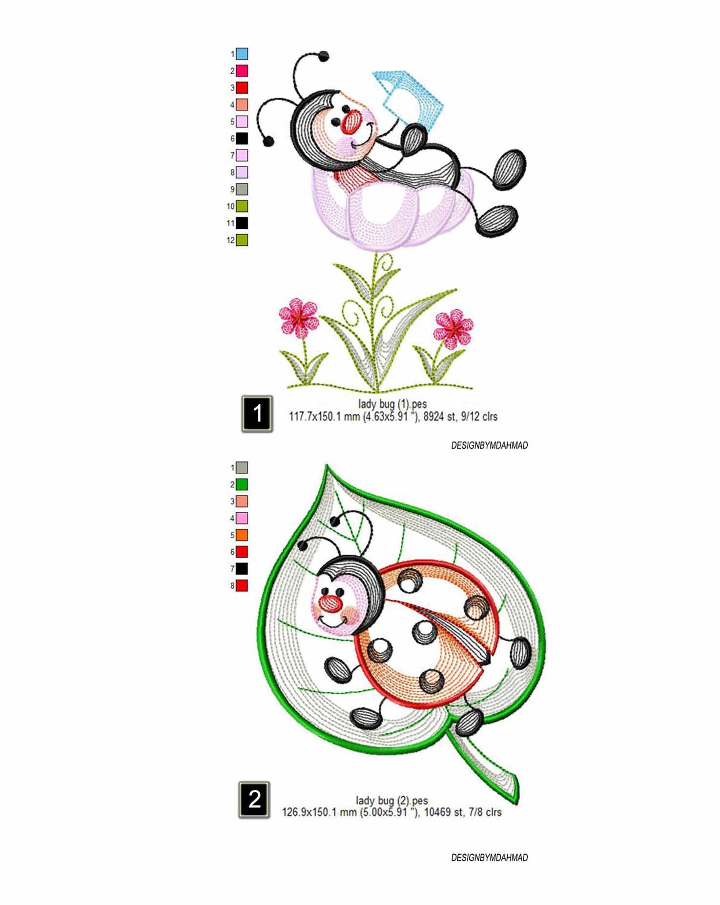 10 Lady Bug Butterfly Embroidery Designs Bundle Files - Heart ...