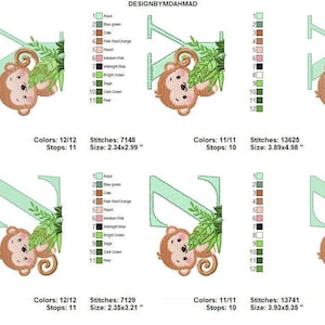 Baby Monkey Alphabet Embroidery Design Bundle - Monkey Font Embroidery ...