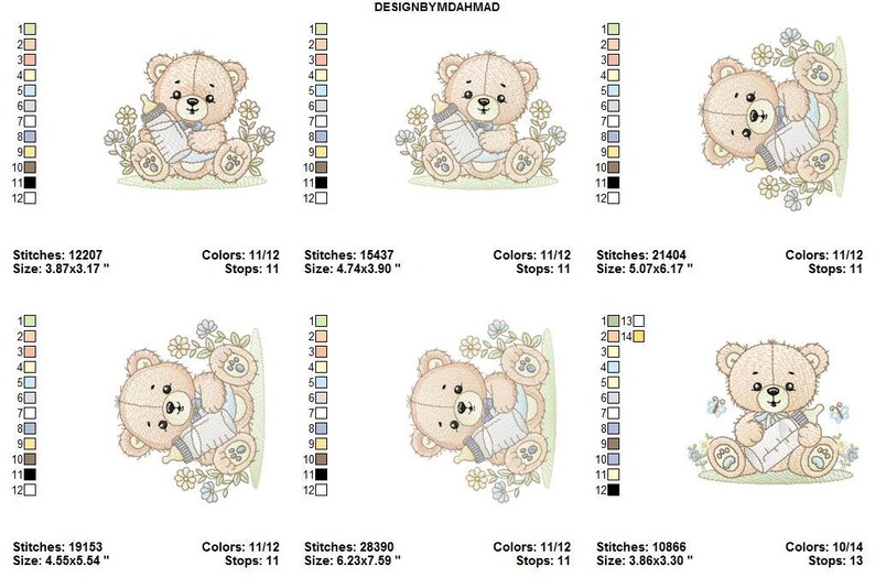 Baby Teddy Bear Embroidery Design Bundle - Baby Bear With Bottle ...
