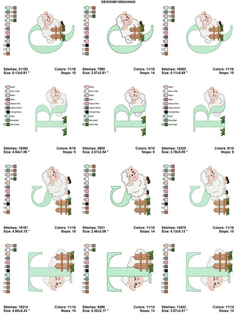 Baby Sheep Alphabet Embroidery Design Bundle - Sheep Font Embroidery ...