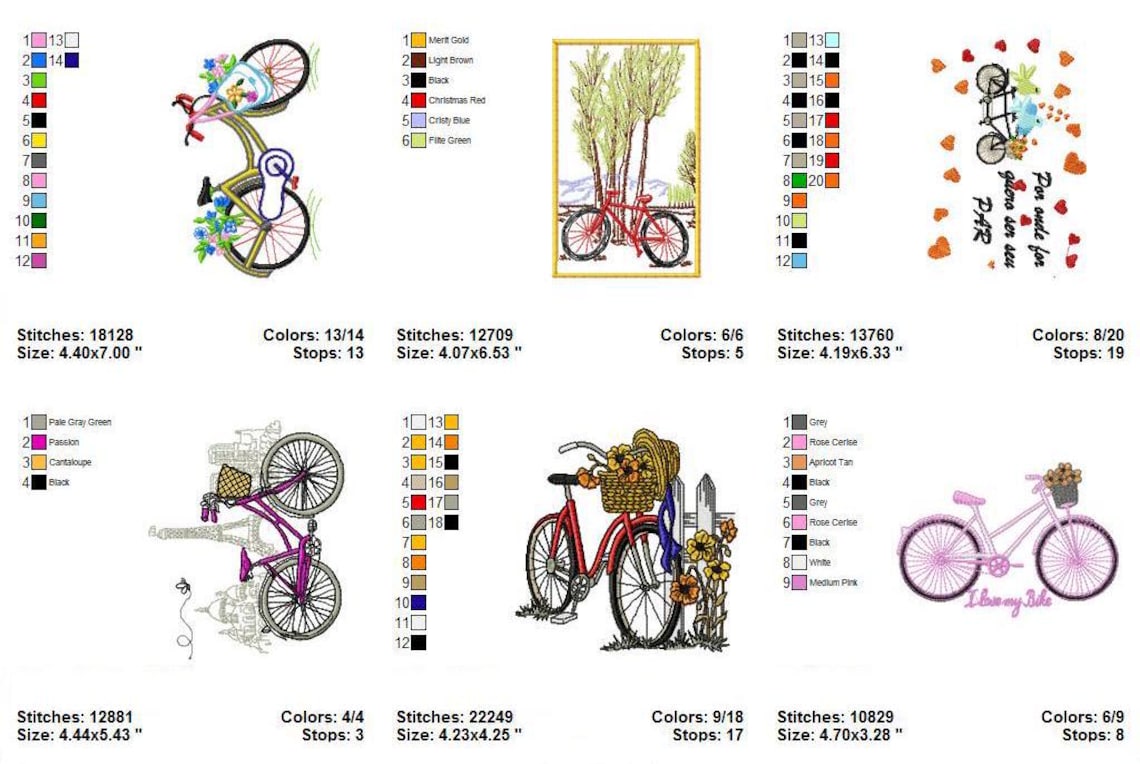 50+ Floral Bike Embroidery Design Bundle - Cycle Embroidery Designs ...
