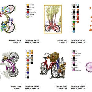 50+ Floral Bike Embroidery Design Bundle - Cycle Embroidery Designs ...