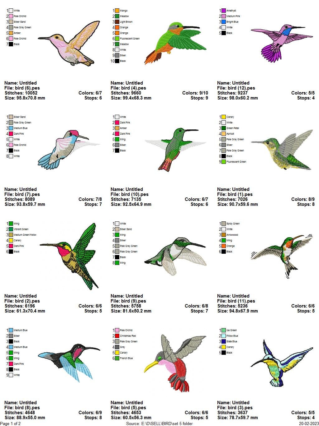 Bird Embroidery Designs Bundle Woodland Bird Embroidery Design Machine ...