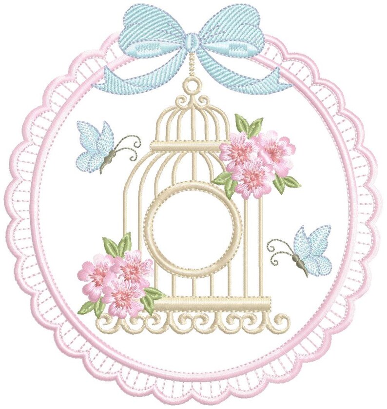 Butterfly Cage Embroidery Design Bundle - Butterfly Nest Wreath ...