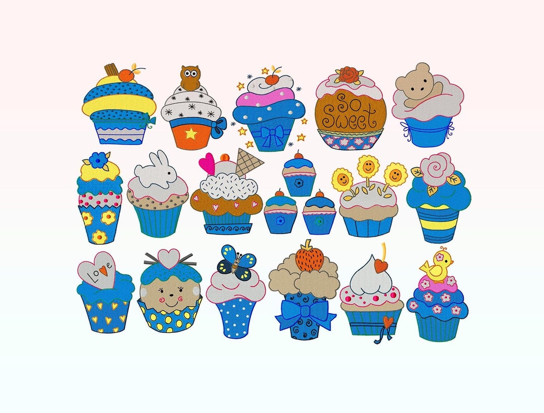 Cup Cake Embroidery Design Bundle - Pastries Embroidery Designs Machine ...