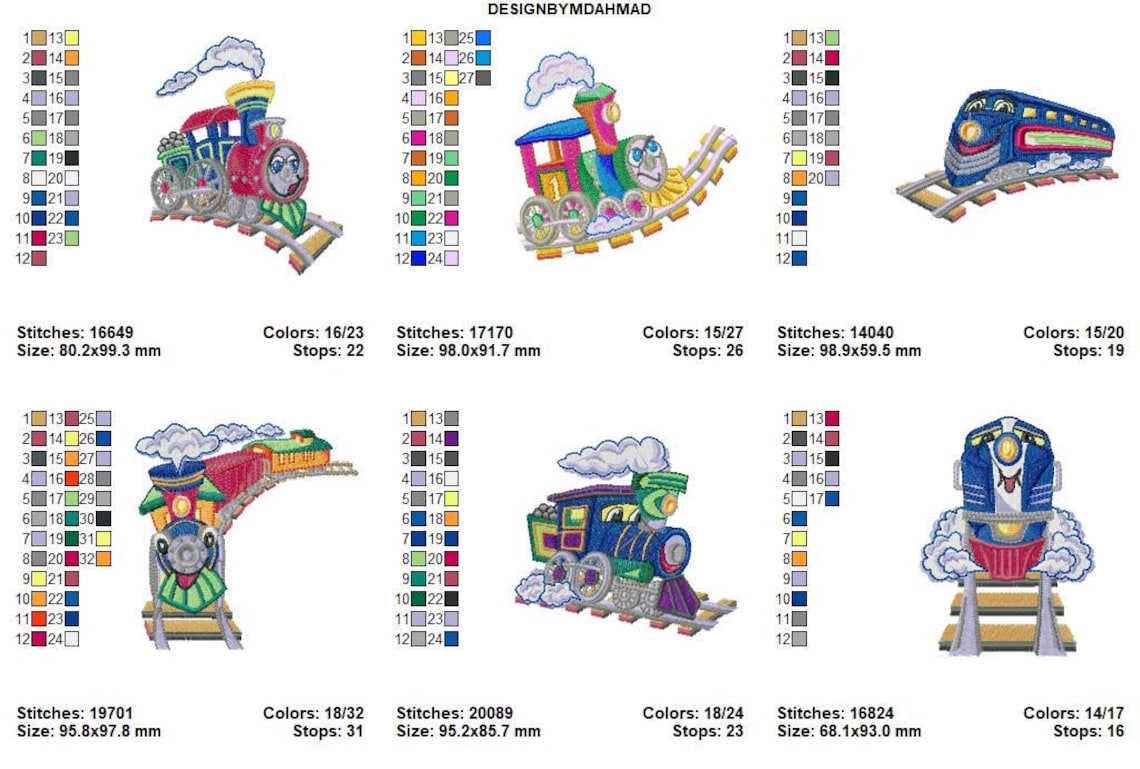 Train Engine Embroidery Design Bundle- Trains Embroidery Designs ...
