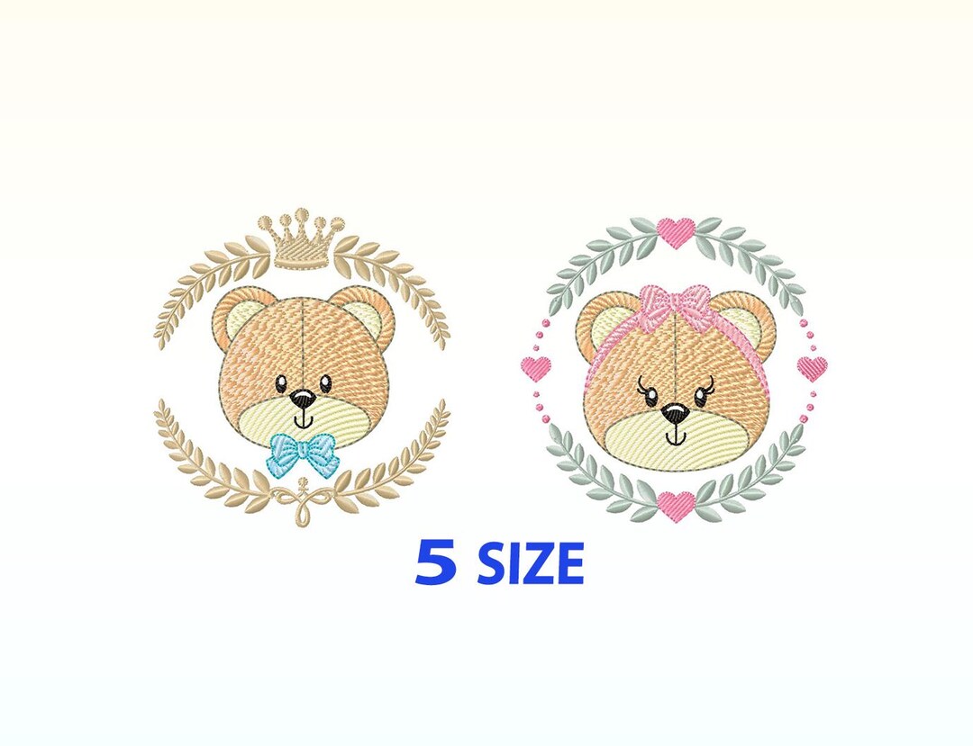 Teddy Bear Face Wreath Embroidery Design Bundle - Teddy Bear Frame ...