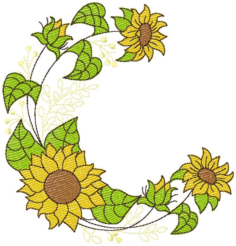 6+ Sunflower Embroidery Design Bundle - Sunflowers Branch Embroidery ...