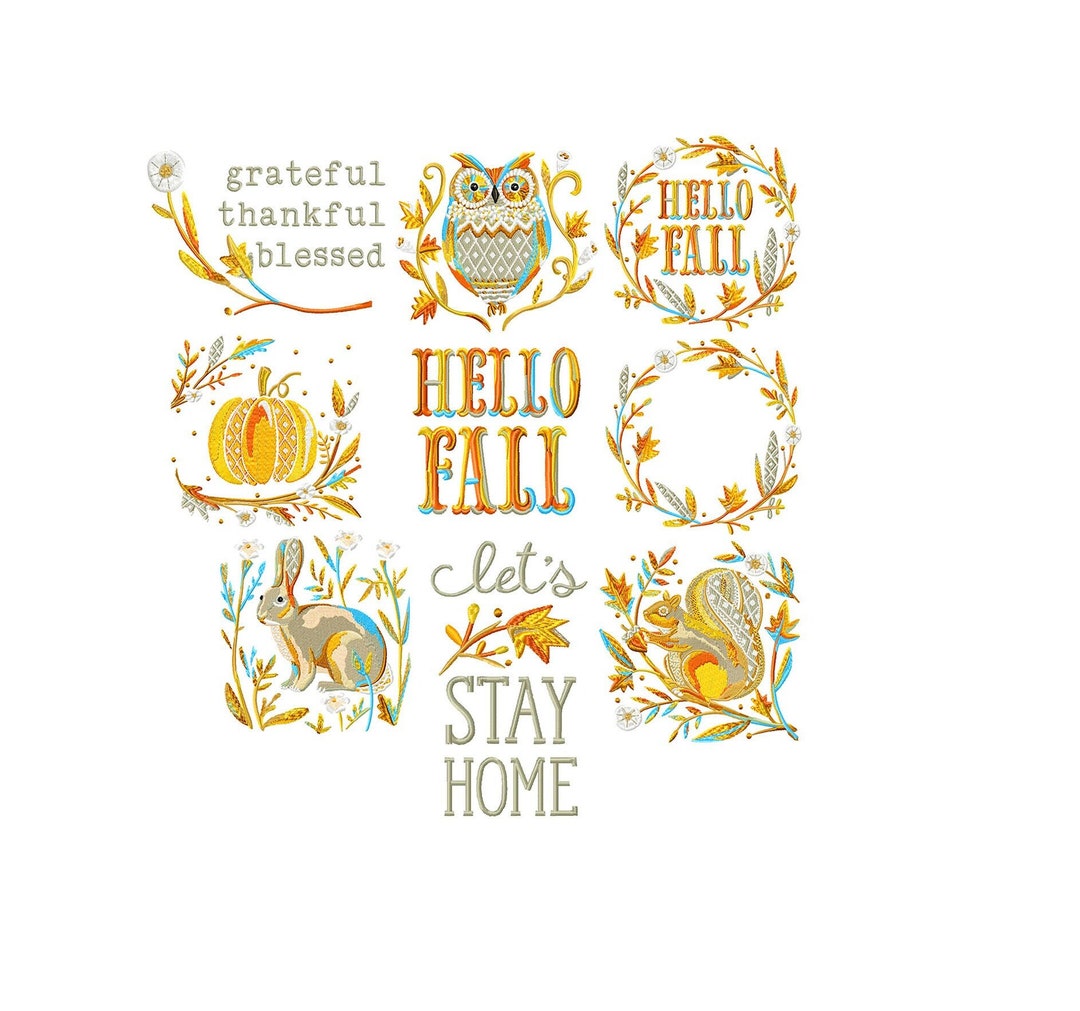 Hello Fall Embroidery Design Bundle Halloween Embroidery Designs ...