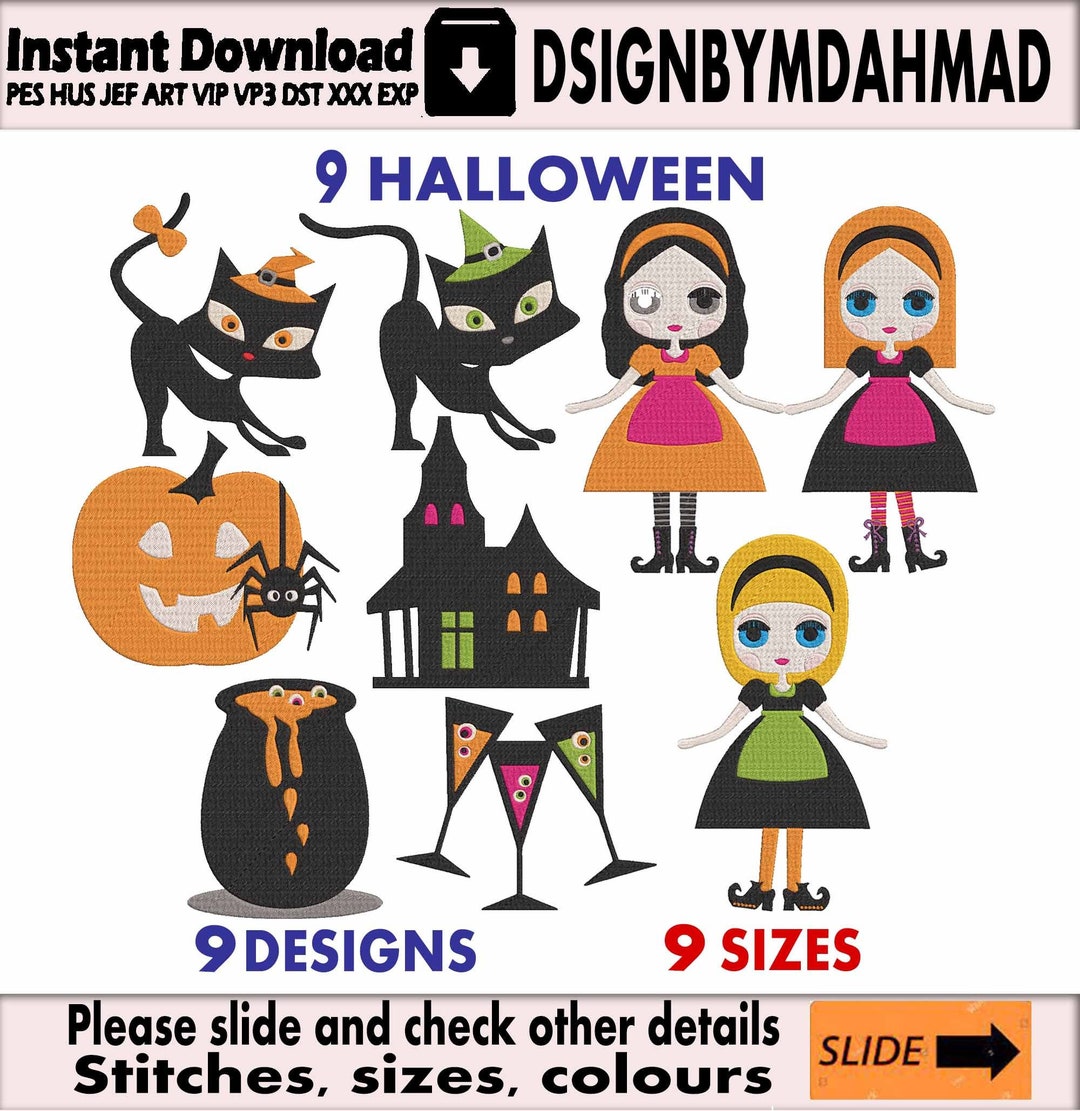 Halloween Embroidery Designs Bundle, Halloween Machine Embroidery ...