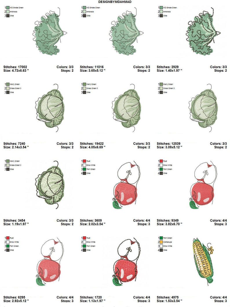 Vegetable Embroidery Design Bundle - Kitchen Embroidery Designs Machine ...