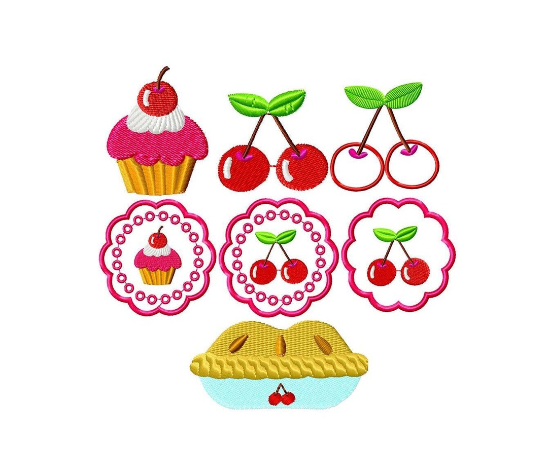 Cherry Embroidery Design Bundle - Cherries Coquette Monogram Applique ...