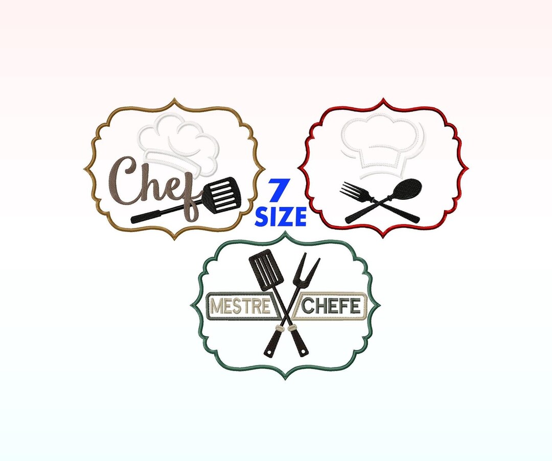 Kitchen Saying Monogram Embroidery Design Bundle - Chef Monogram ...