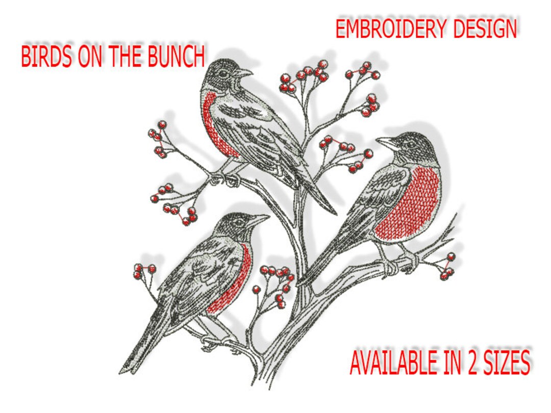 Bird Embroidery Design - Woodland Bird Embroidery Designs Machine ...