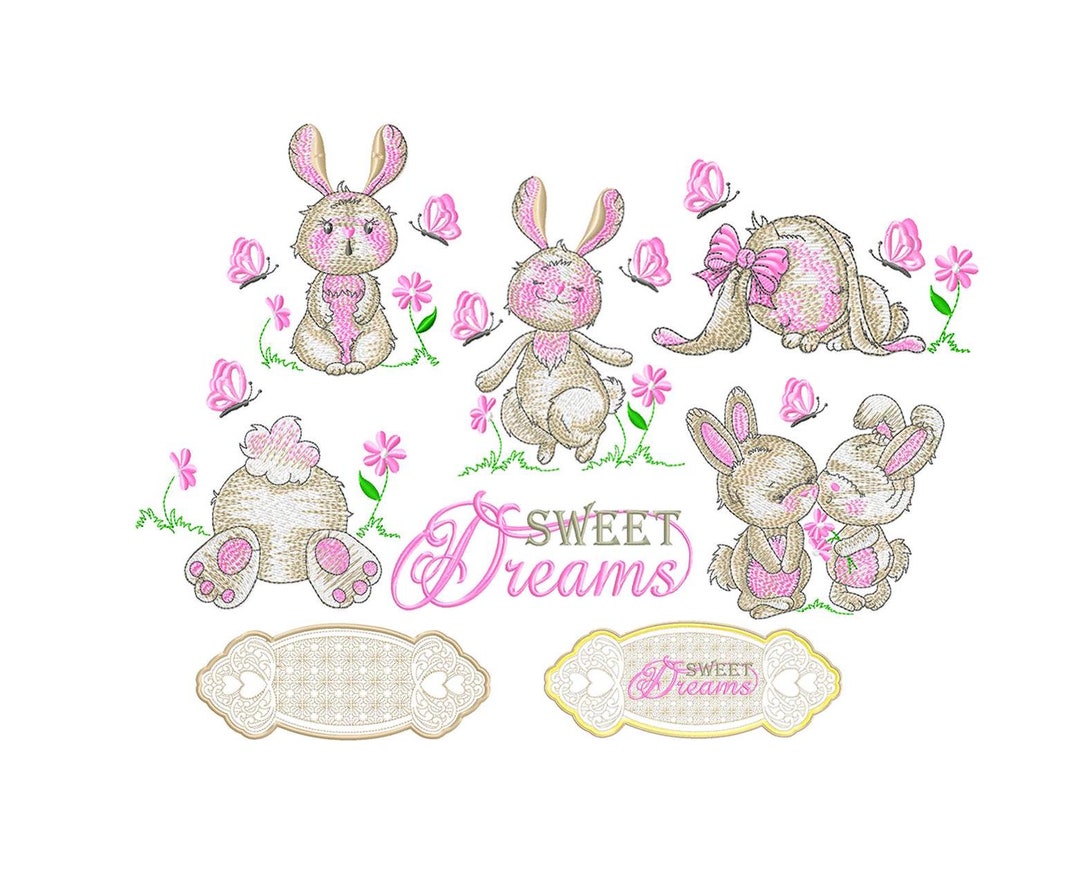 Easter Bunny Embroidery Design Bundle - Rabbit Embroidery Designs ...