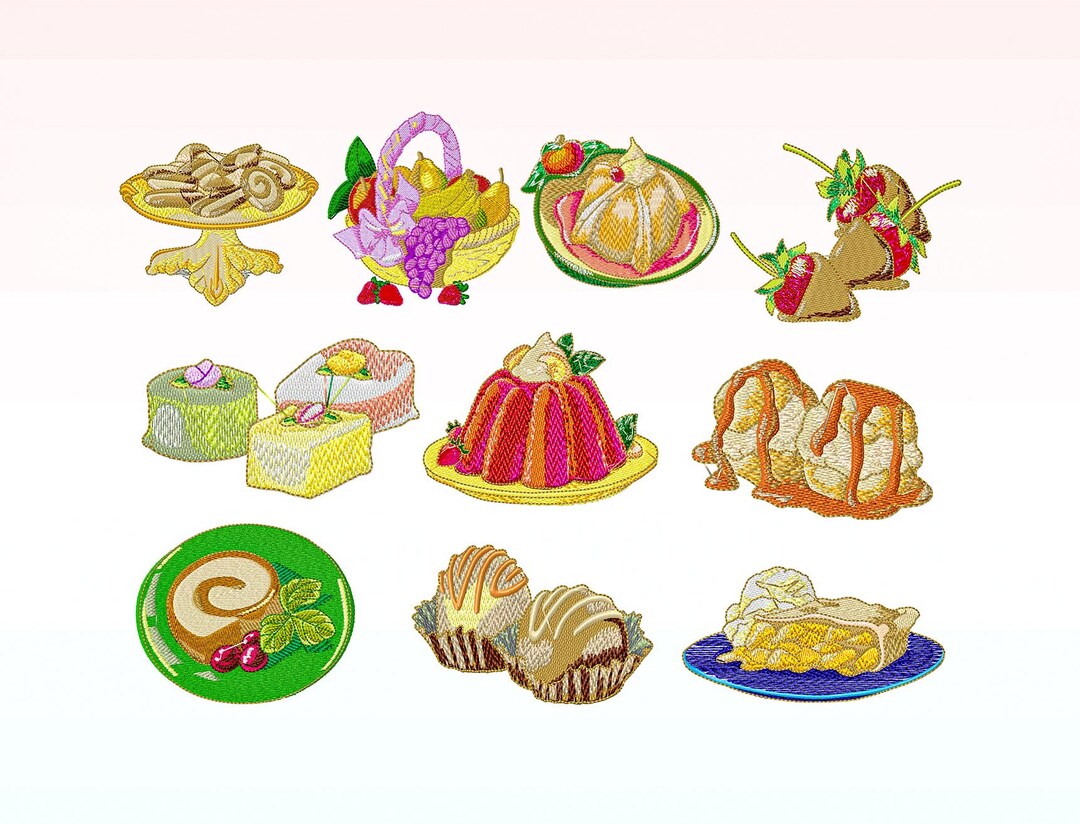 Baked Cake Embroidery Design Bundle - Pastries Embroidery Designs ...