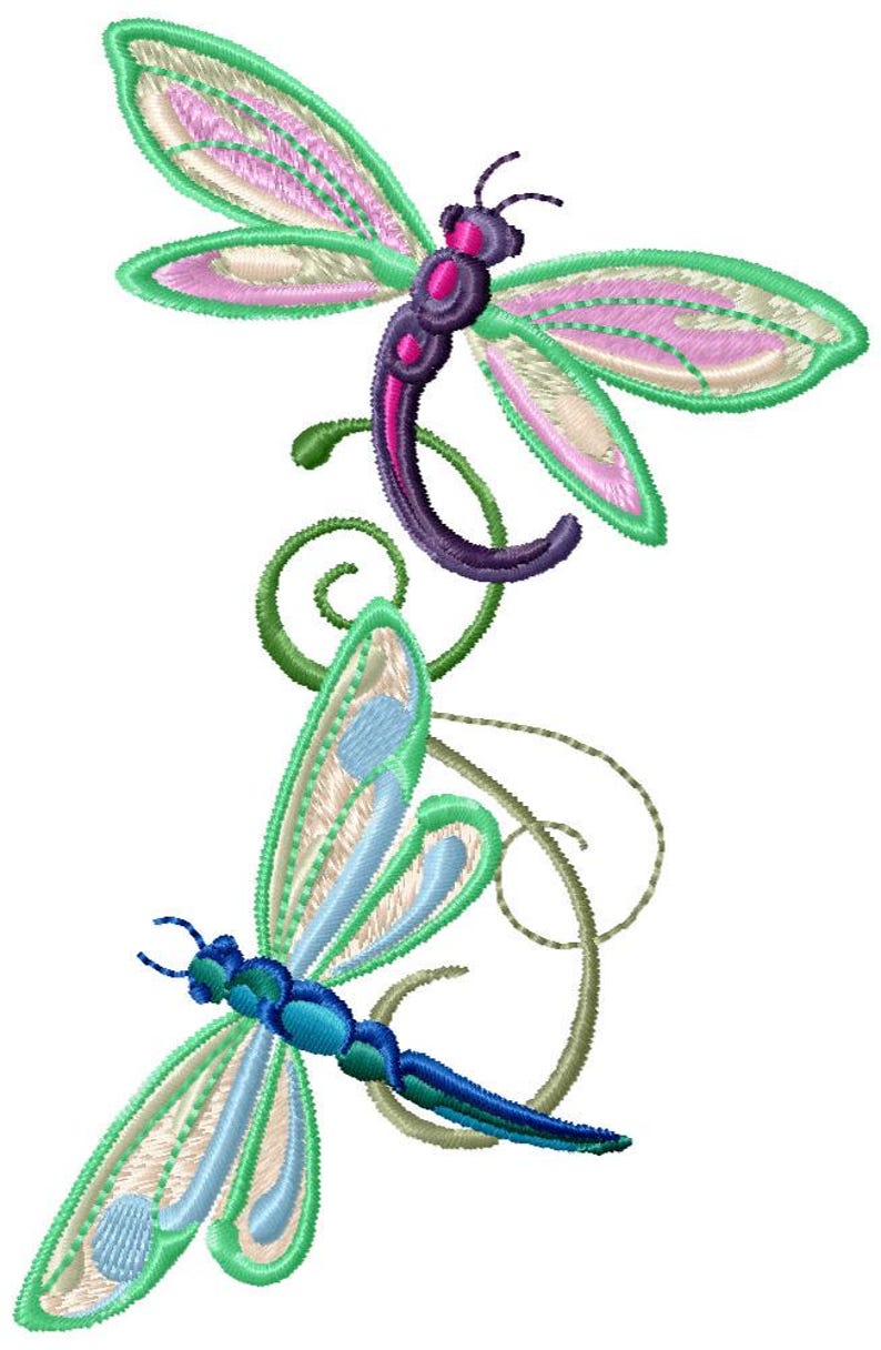 Floral Dragonfly Embroidery Design Bundle - Butterfly Embroidery ...