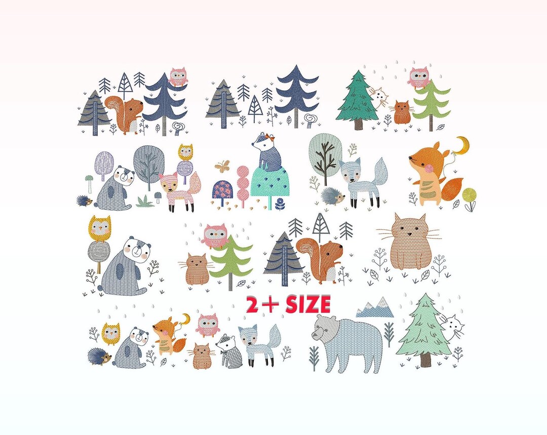 Cold Animal Embroidery Design Bundle - Forest Woodland Animal ...