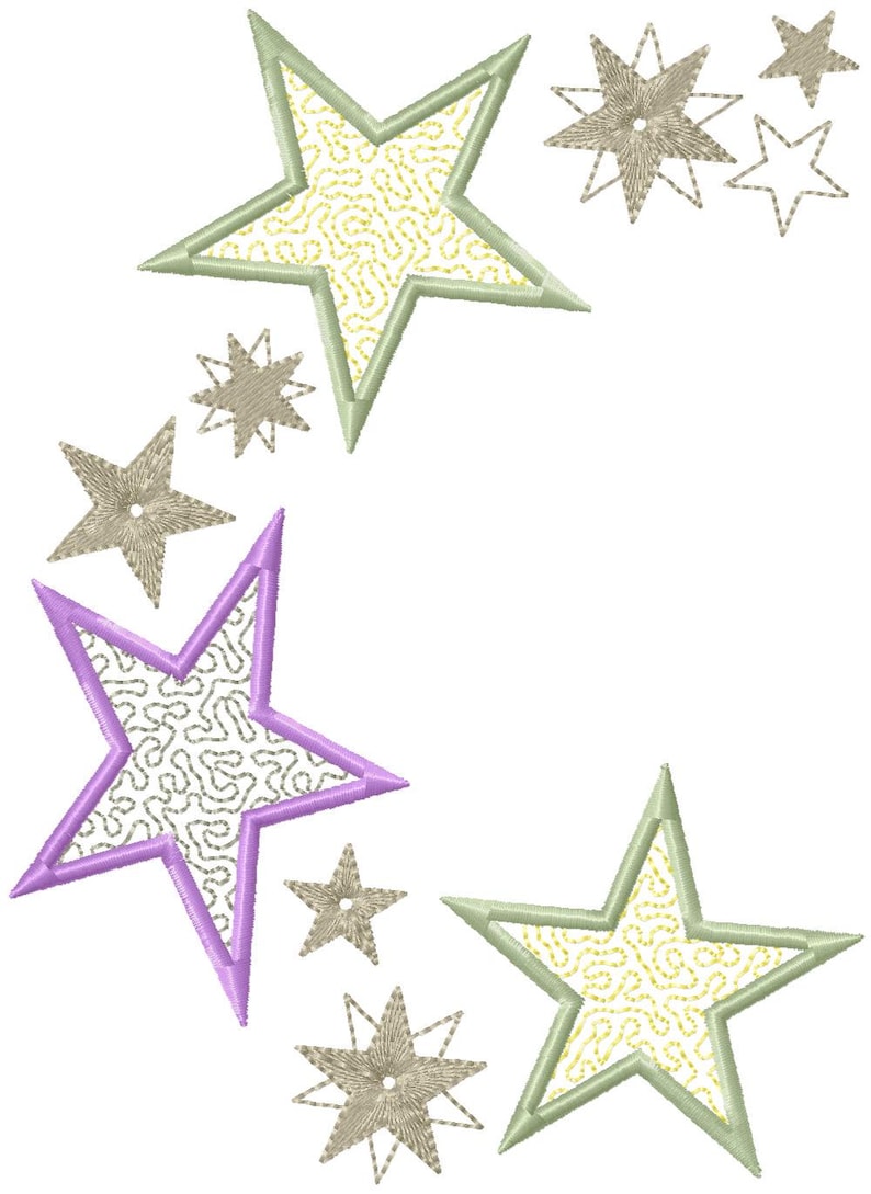 Floral Stars Embroidery Design Bundle - Shooting Swirly Classy Stars ...