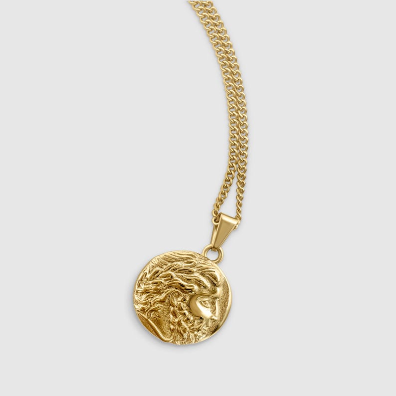 Zeus Pendant Necklace 18K Gold, Greek God Jewelry for Men, King of Gods ...