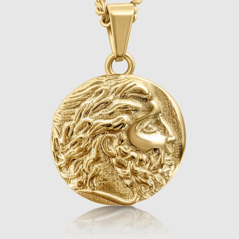 Zeus Pendant Necklace 18K Gold, Greek God Jewelry for Men, King of Gods ...