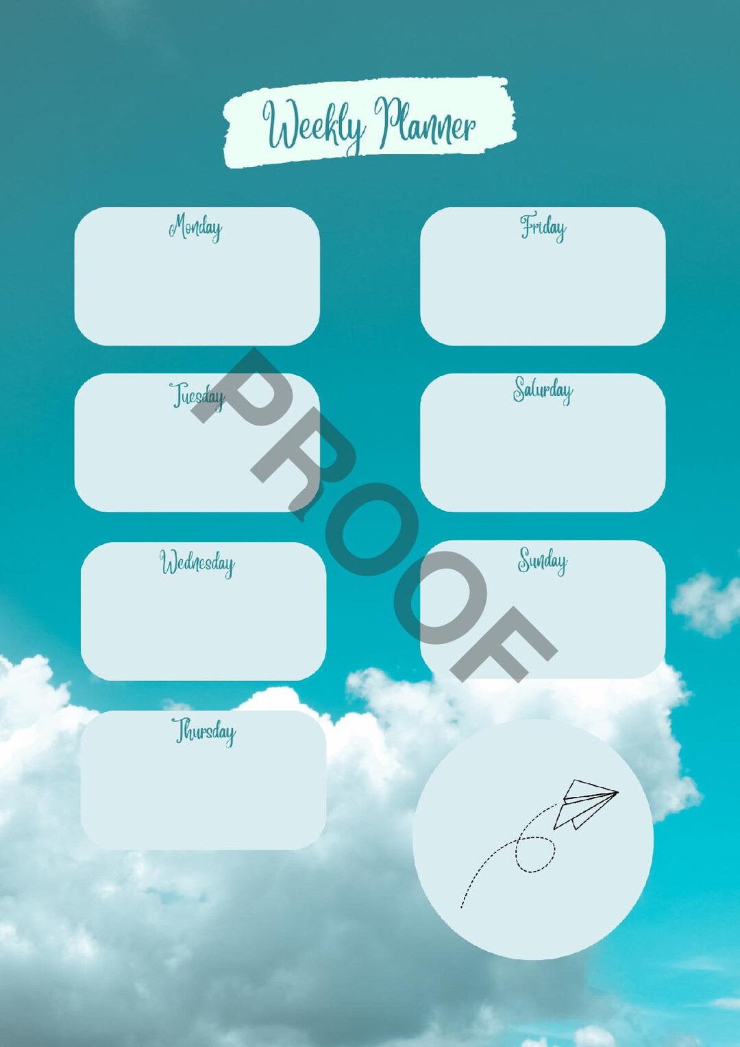 Blue Sky Weekly Planner A4 PDF Modern Minimalist - Etsy