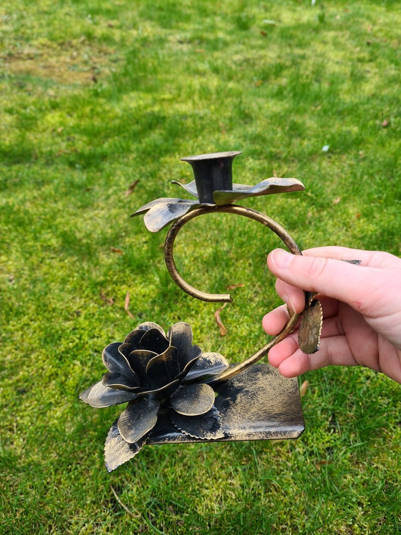 Vintage Candle Holder Flower, Blacksmith's Handiwork, Collectible ...