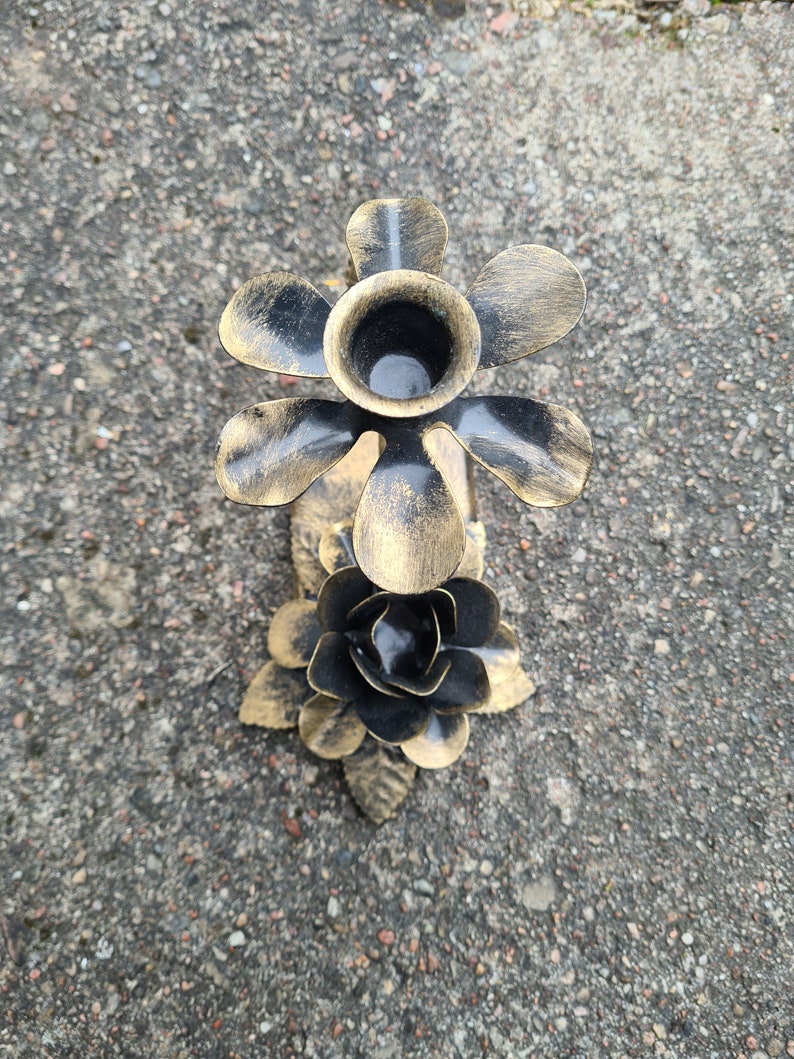 Vintage Candle Holder Flower, Blacksmith's Handiwork, Collectible ...