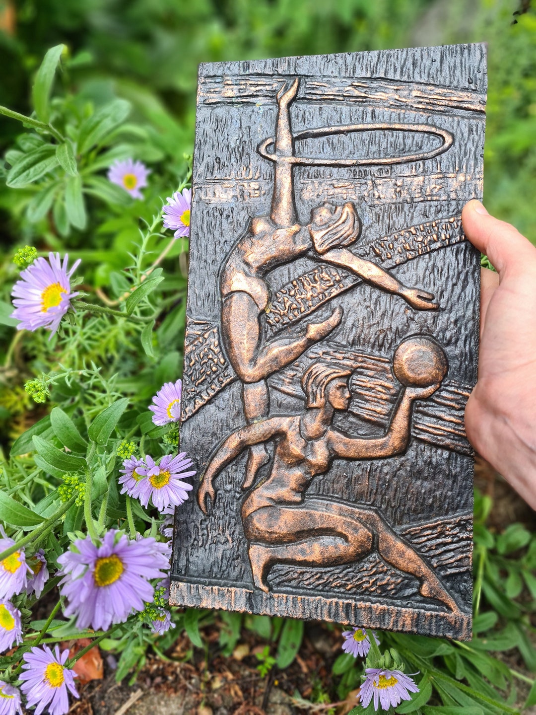Vintage Bas-relief Gymnasts, 1970s Art, Collectible Metal Wall Hanging ...