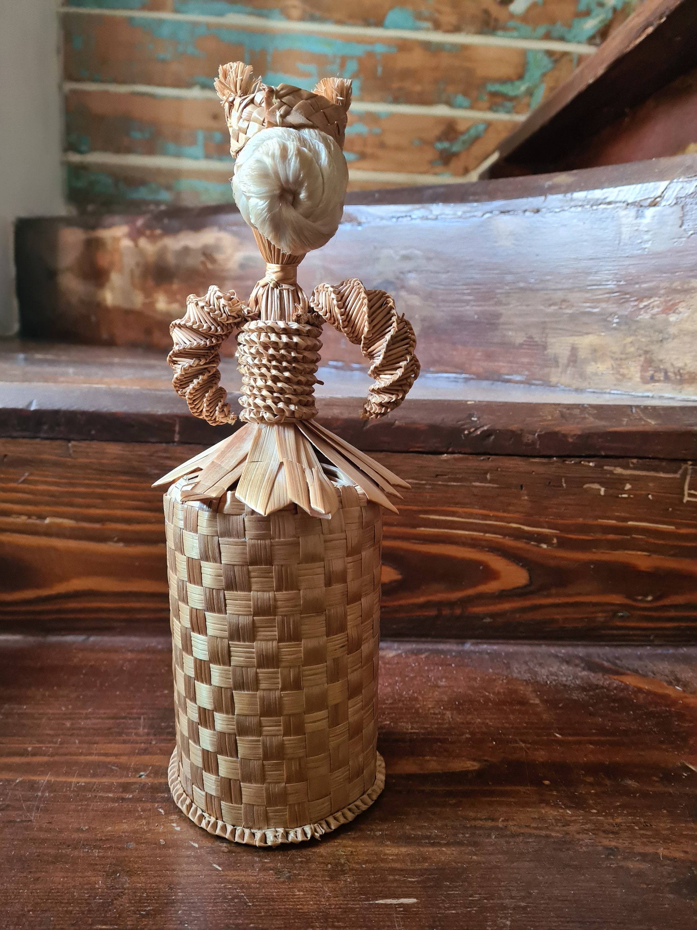 Handmade Straw Doll Vintage Doll Straw Figurine Dancing Woman ...