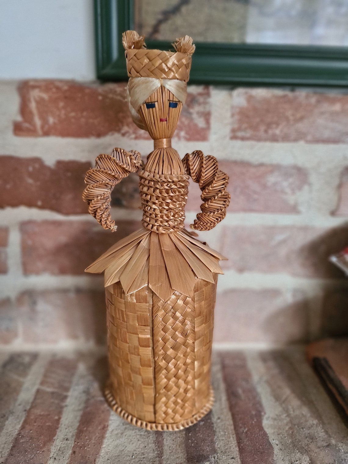 Handmade Straw Doll Vintage Doll Straw Figurine Dancing Woman ...