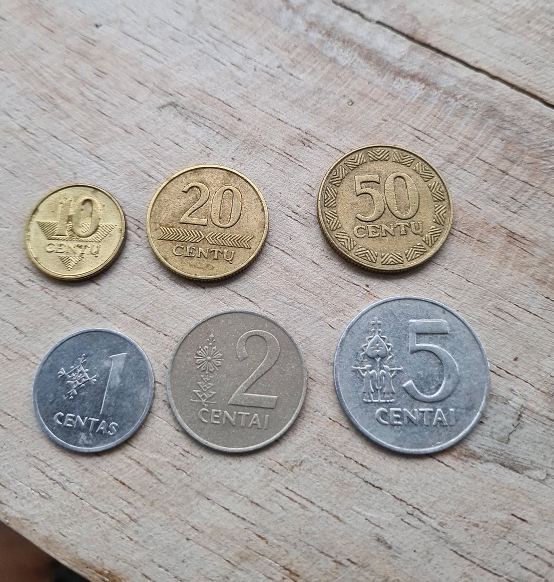 Set of 5 Pcs. Coins of Lithuanian Money Lithuanian Coins Litas - Etsy