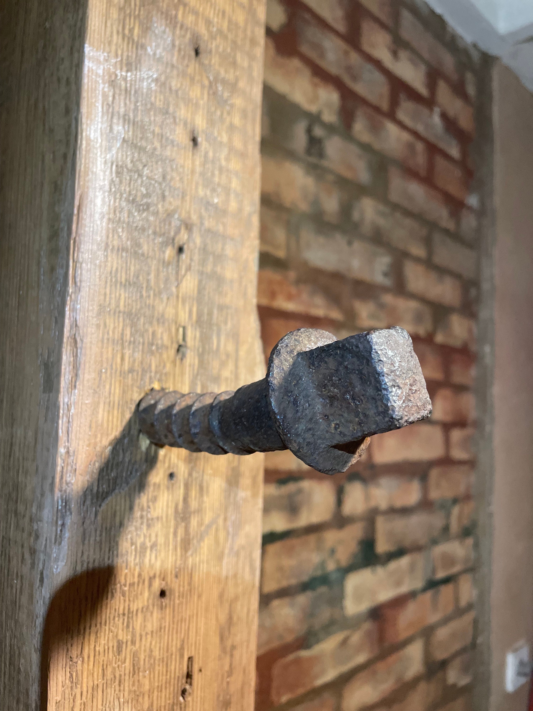 Set of 2 Coarse Old Threaded Screws | Steel Screws | Old Railroad ...