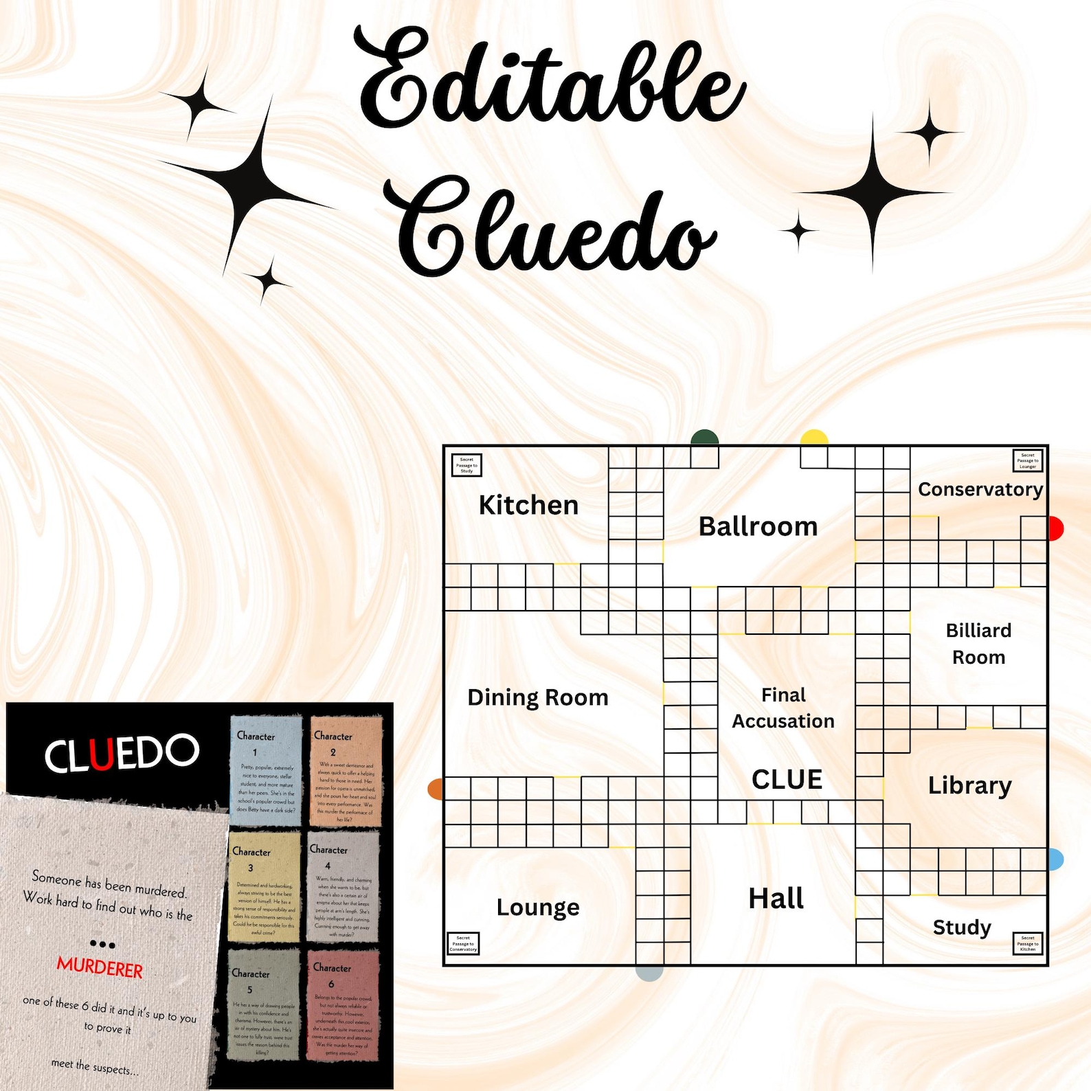Canva Editable Clue Board Game Template Digital Download - Etsy