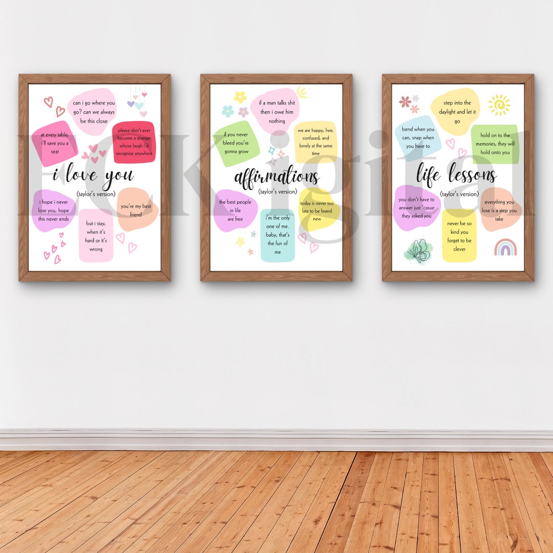 Taylor Swift Themed Inspirational Quotes Wall Art 3 Pack - Etsy