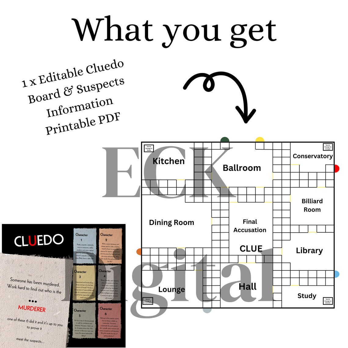 Canva Editable Clue Board Game Template Digital Download - Etsy