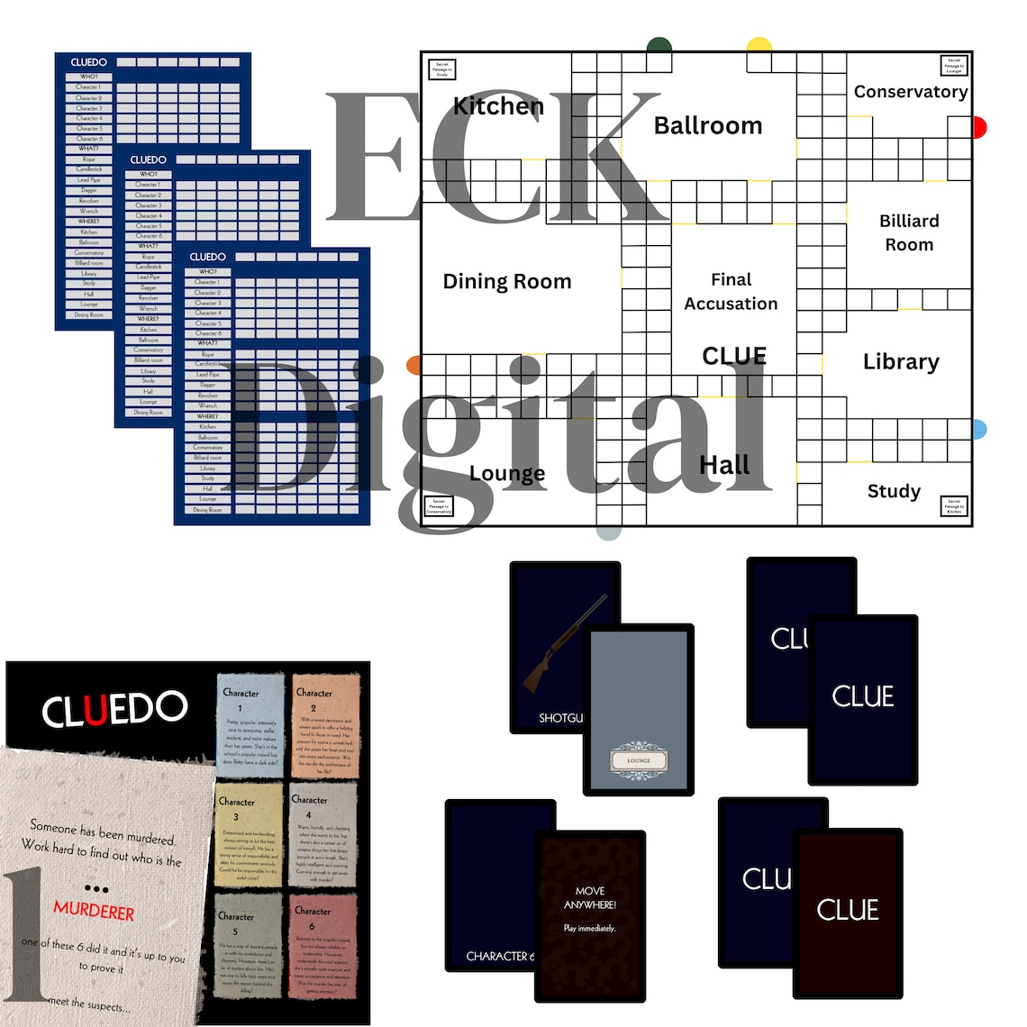 Canva Editable Clue Board Game Template Digital Download - Etsy